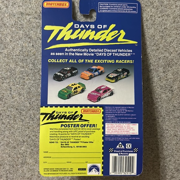 MATCHBOX | Other | Matchbox Days Of Thunder Car 8 Hardees Race Car ...